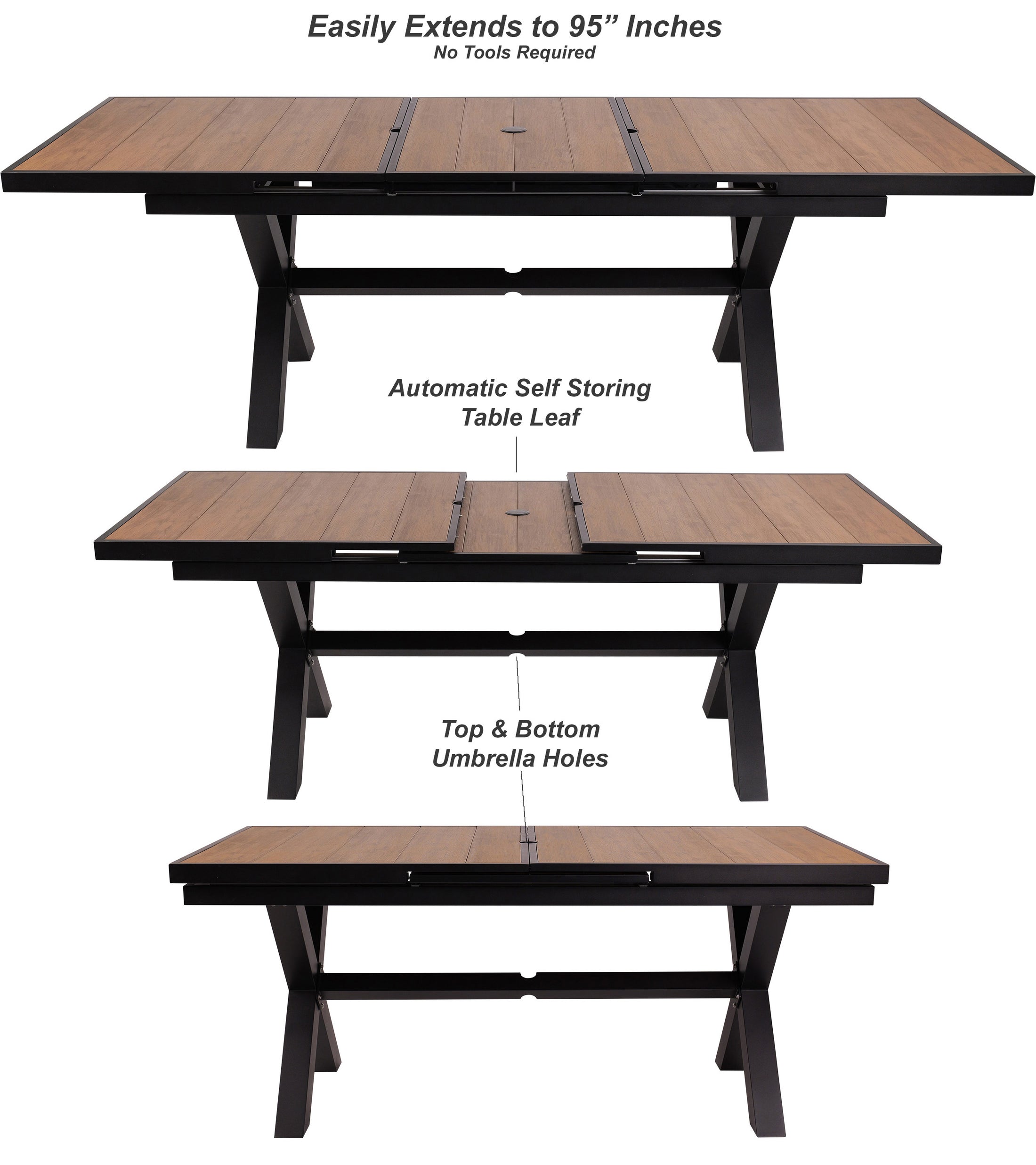 DuraWeather Poly® 9-Piece Extension Outdoor Dining Table Set