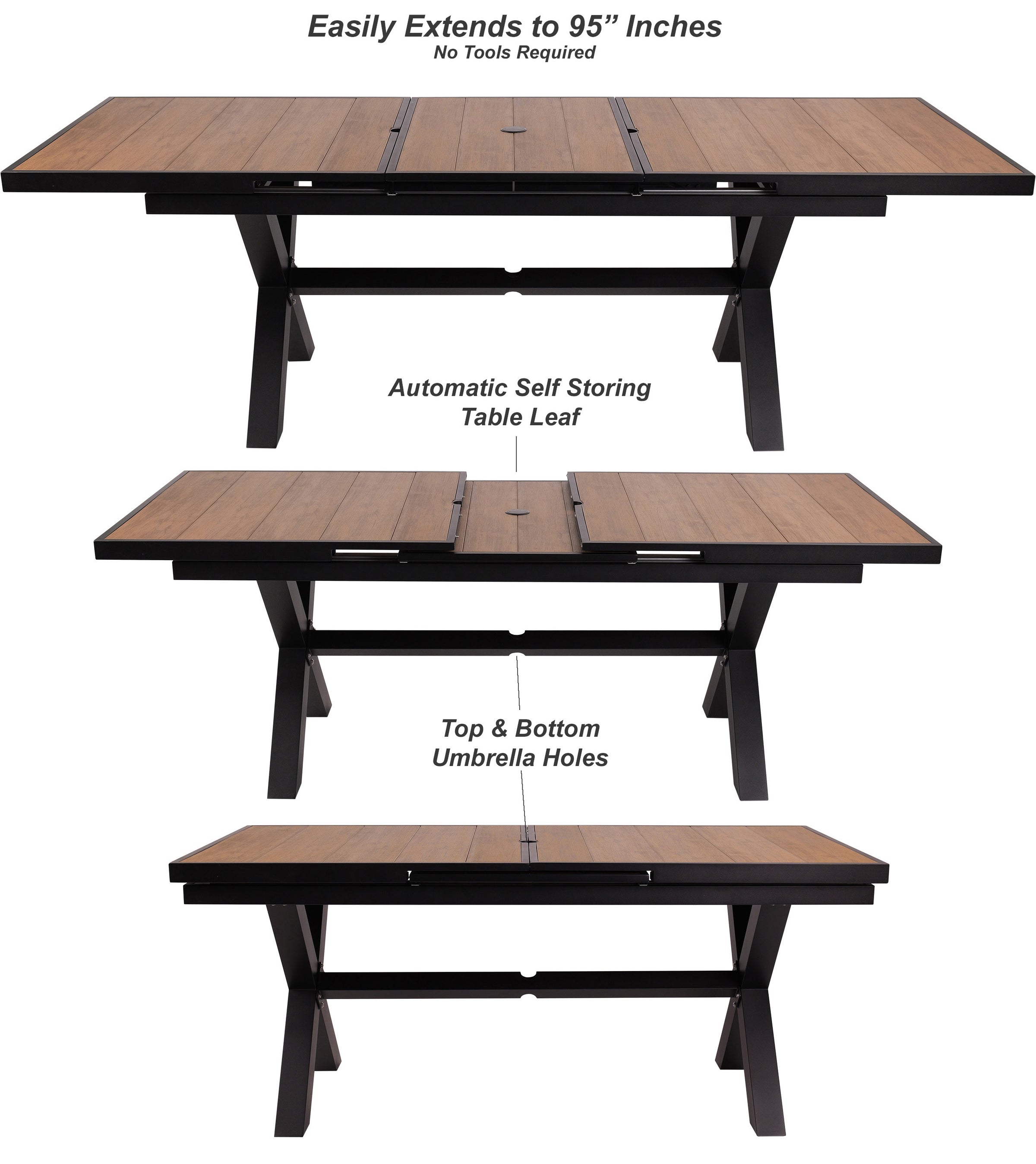 DuraWeather Poly® 9-Piece Extension Outdoor Dining Table Set
