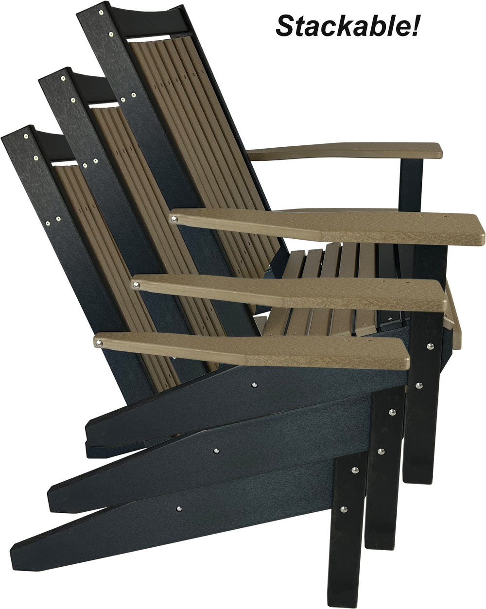 Set of 12 Stackable King Size Adirondack Chairs - New