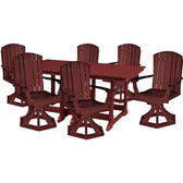 DuraWeather Poly® 7pc Plantation Dining Table Set - All Swivel Rockers